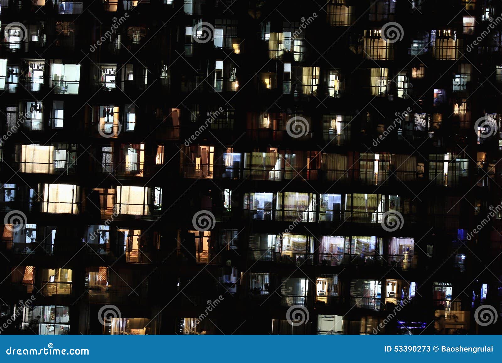 Apartment block at night stock image. Image of flats - 53390273