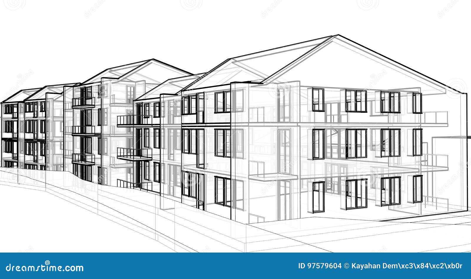 Apartment building stock vector. Illustration of drawing - 97579604