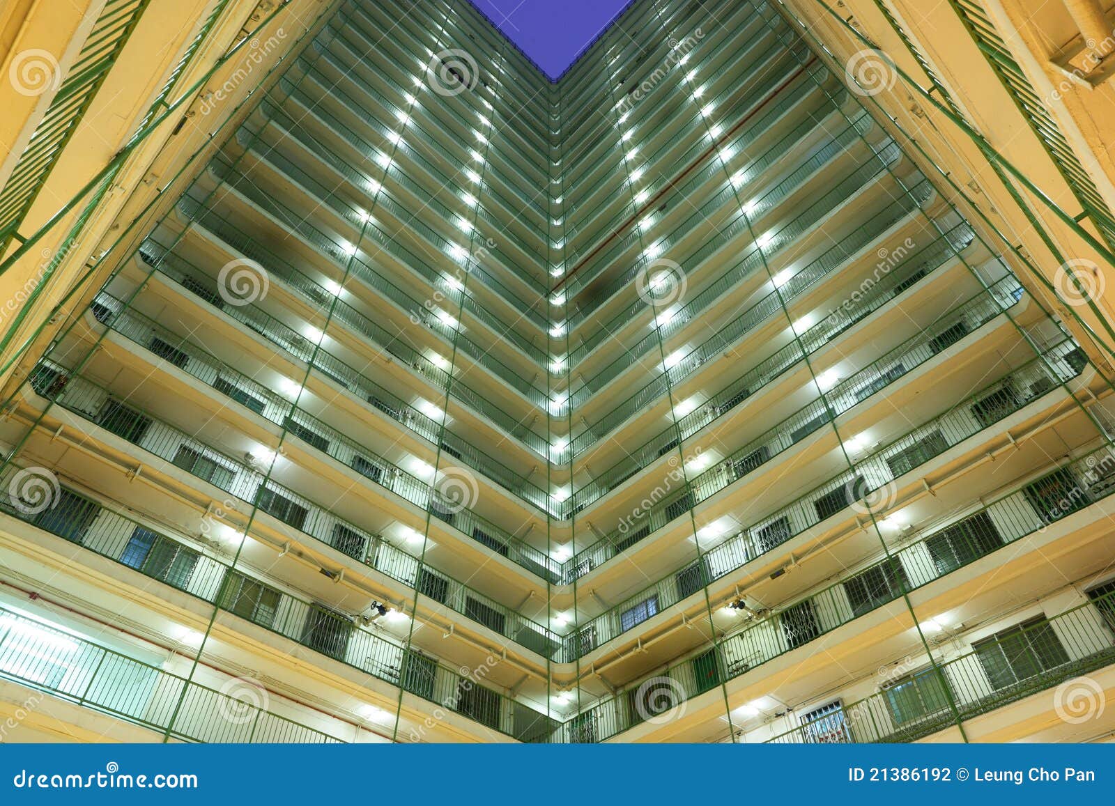 Apartment Building Block at Night Stock Photo - Image of residence ...