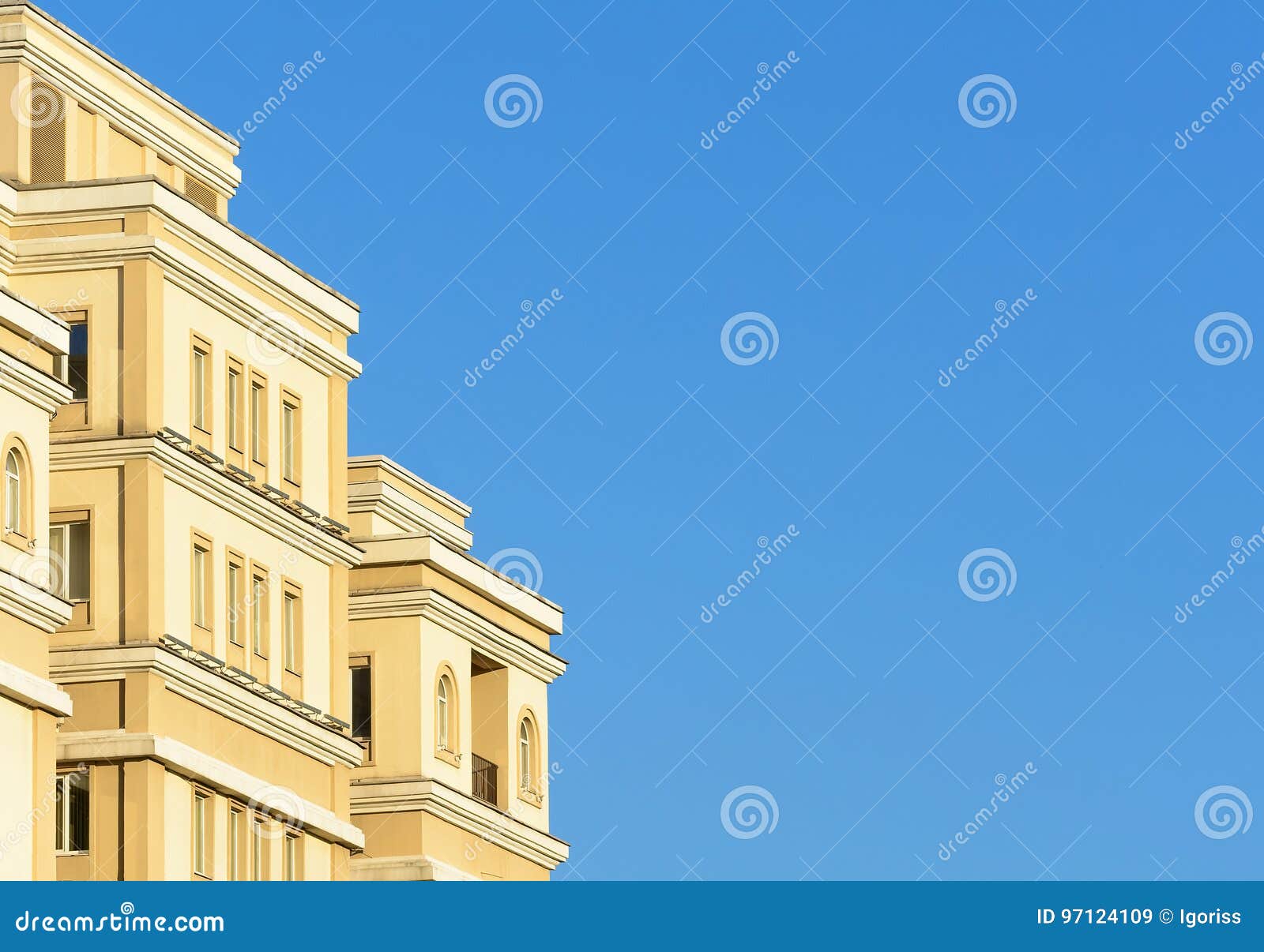 Apartment Building on Blue Sky Background Stock Image - Image of ...