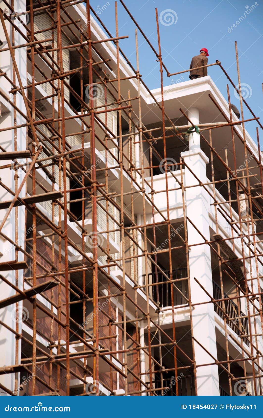 Apartment Building Construction Site Stock Image - Image of laborer ...