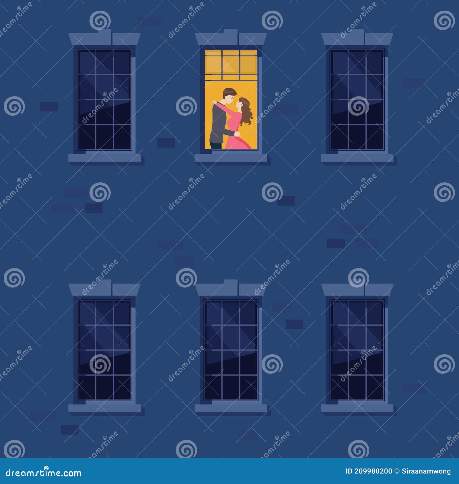 Apartment Building with Couple are Kissing Stock Vector - Illustration ...
