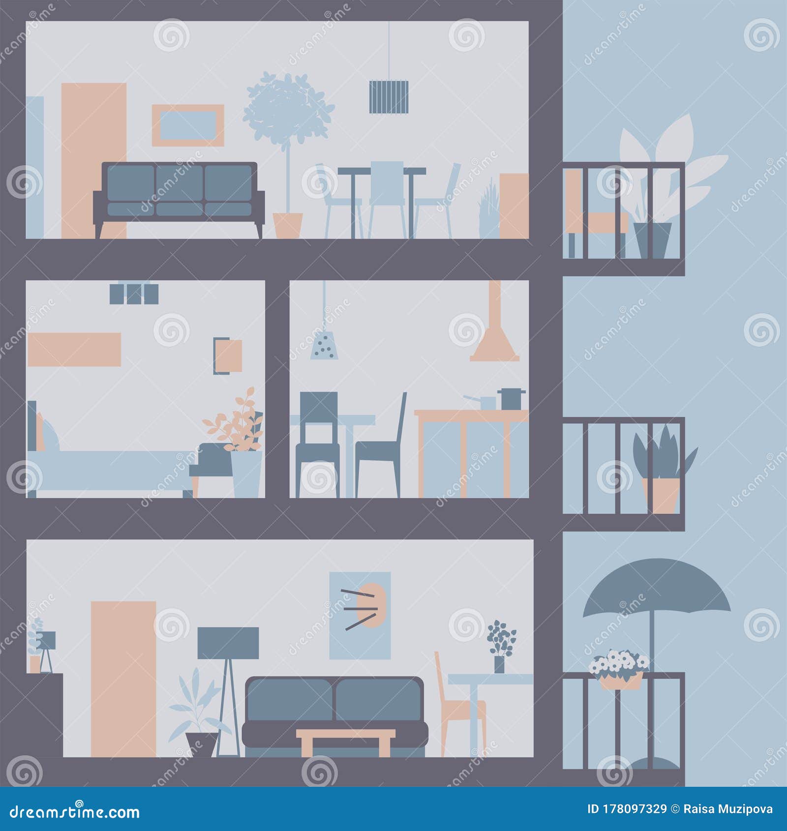 Apartment Building in Cut. Vector Illustration Stock Vector ...