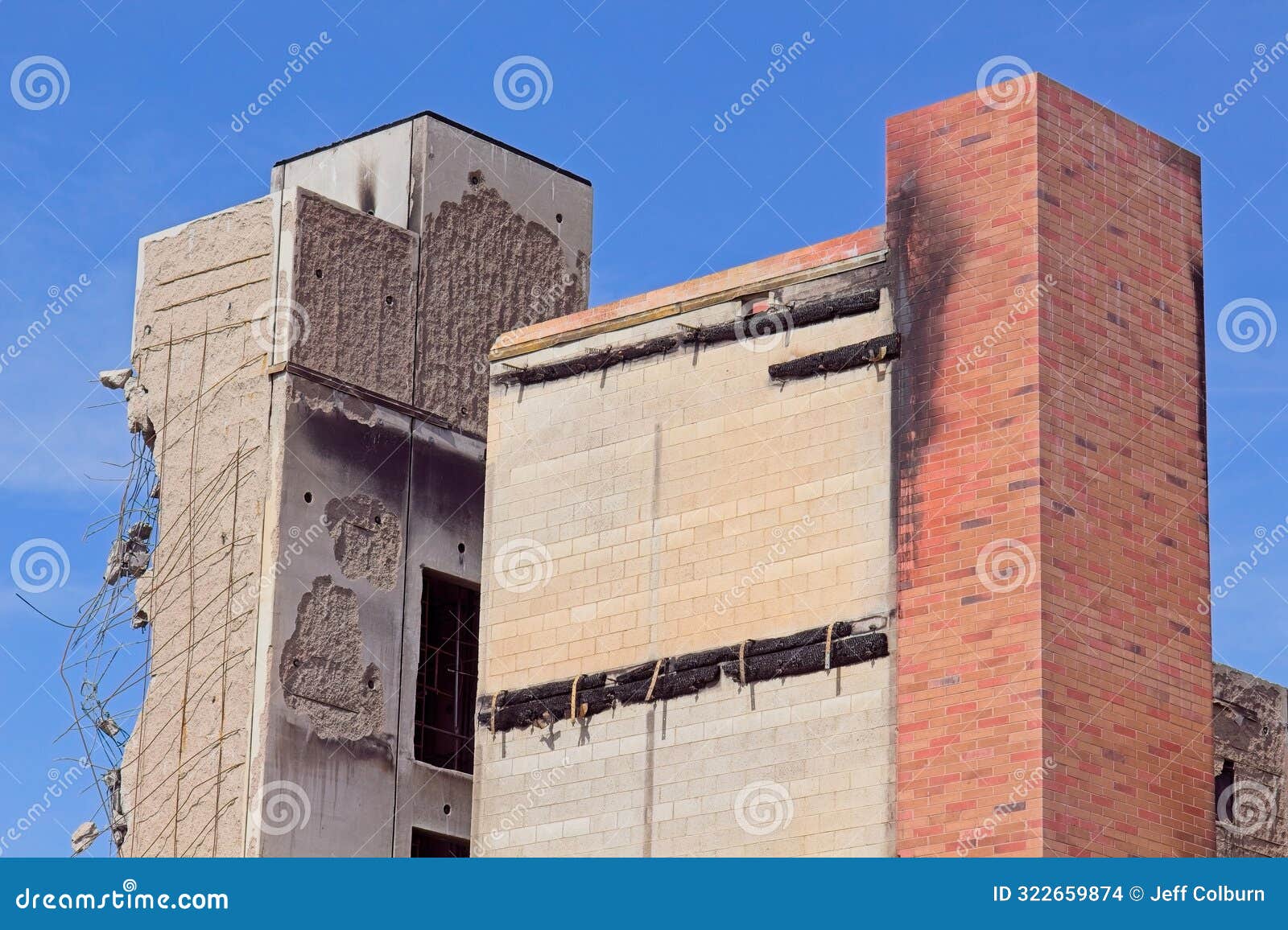 Apartment Building Destroyed by Fire. Stock Photo - Image of disaster ...
