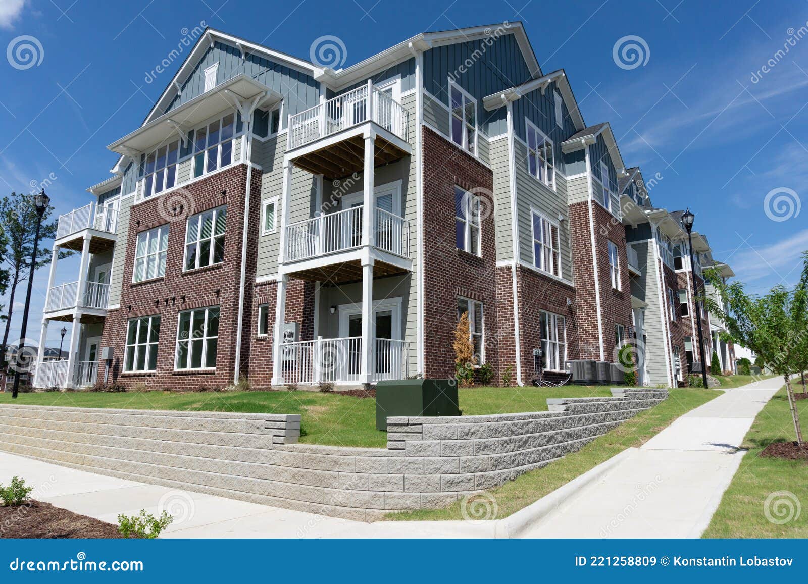 Apartment Building Exterior with Balconies Stock Image - Image of ...