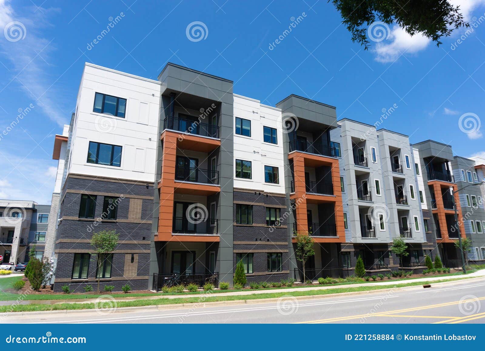 Apartment Building Exterior with Balconies Stock Photo - Image of ...