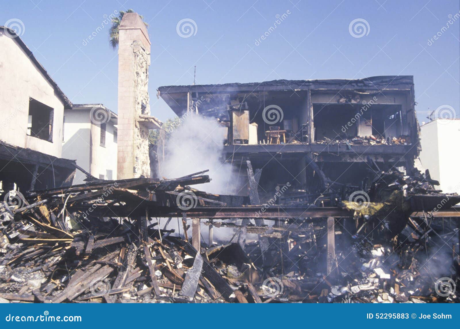 Fire. Earthquake Concept. Abandoned Building. Damage Assessment Royalty ...