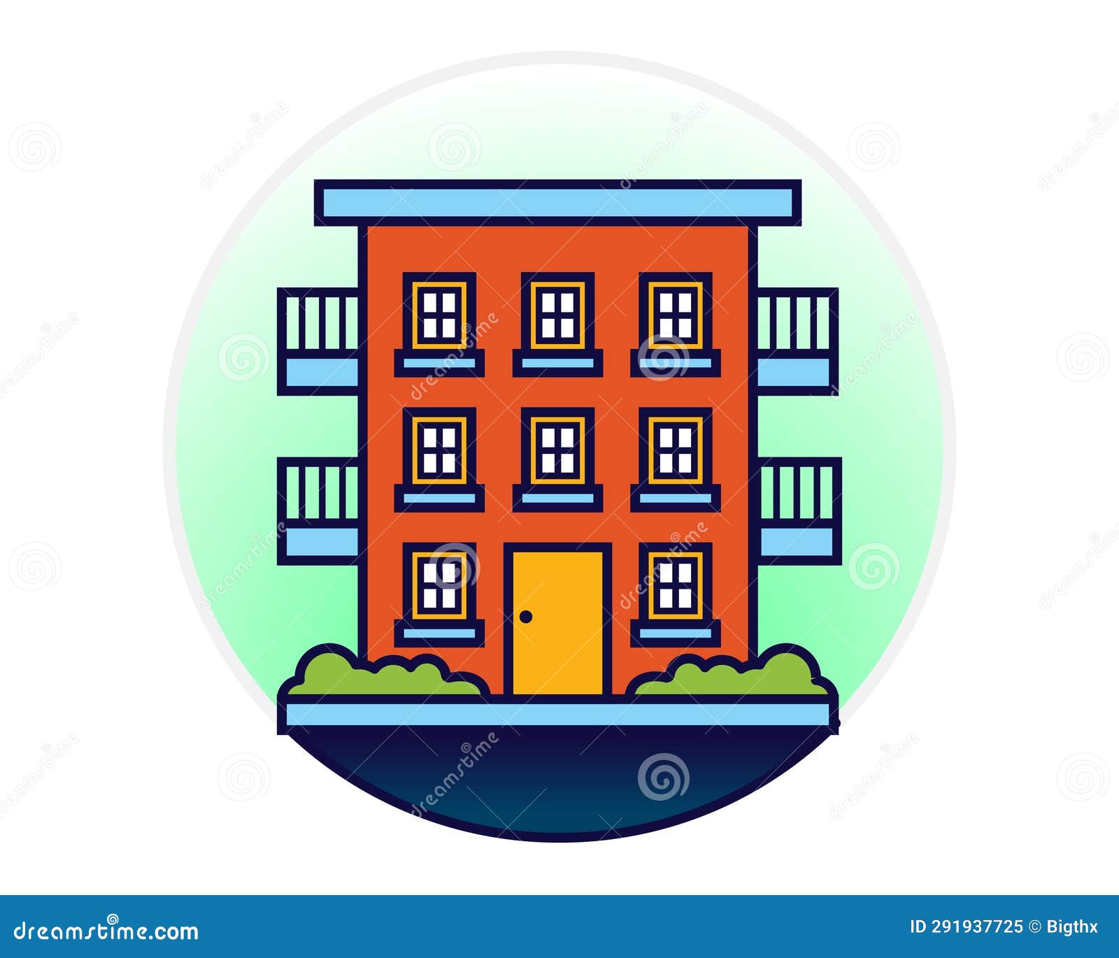 Apartment Building Icon, Vector Illustration. Living Building Flat ...