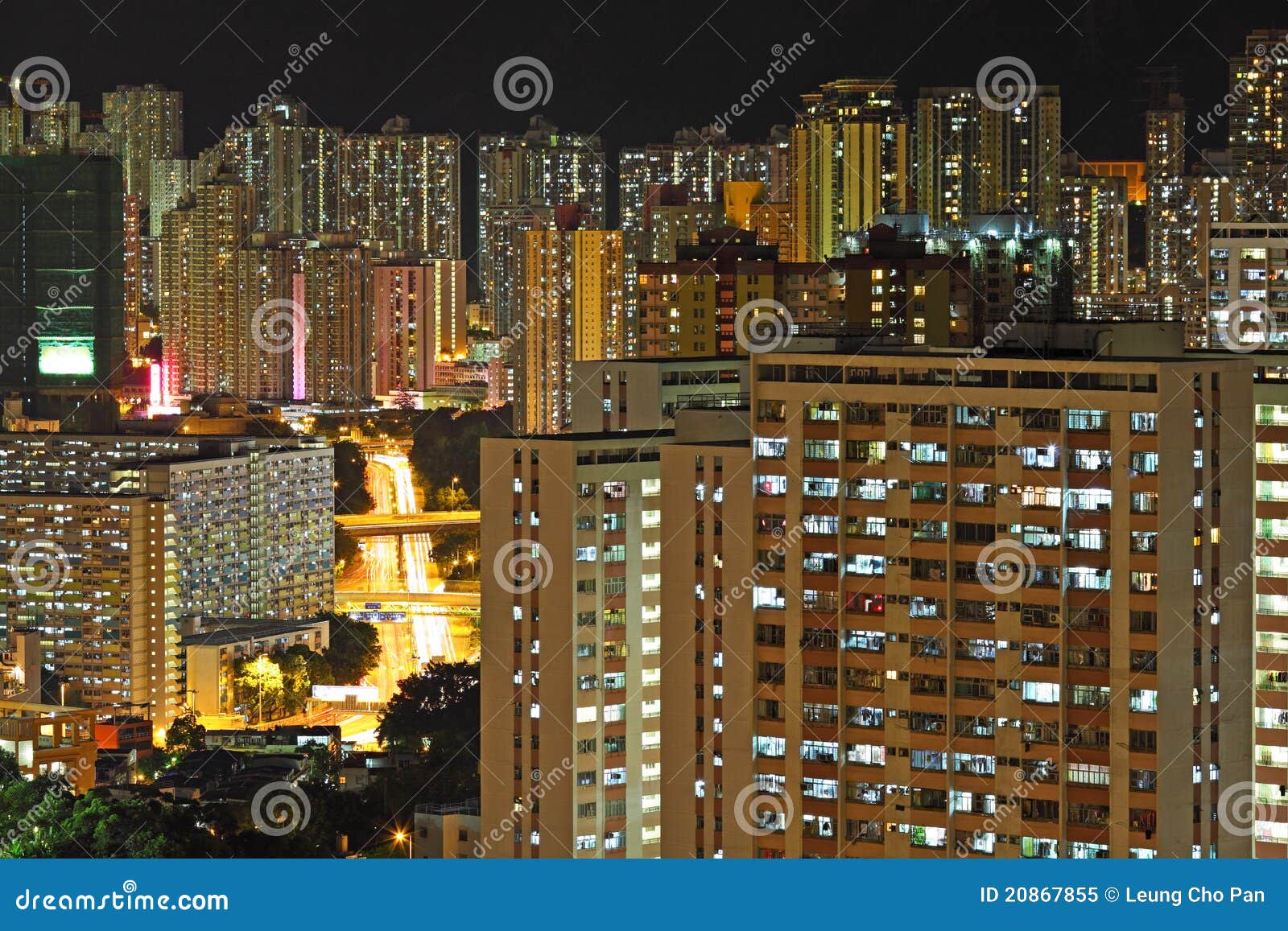 Apartment Building at Night Stock Image - Image of flats, kong: 20867855