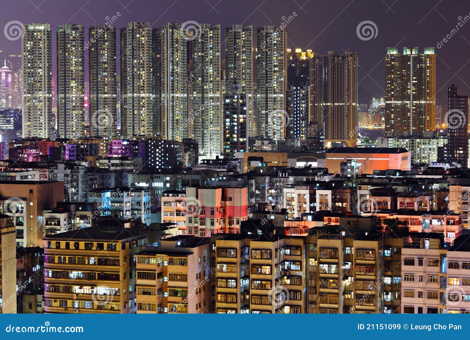 Apartment Building at Night Stock Image - Image of hong, multistory ...