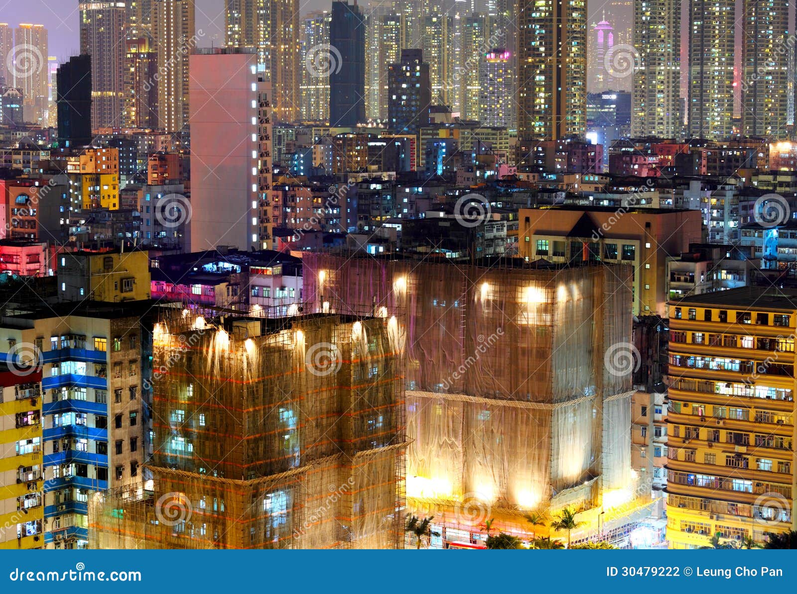 Apartment Building at Night Stock Photo - Image of kong, modern: 30479222