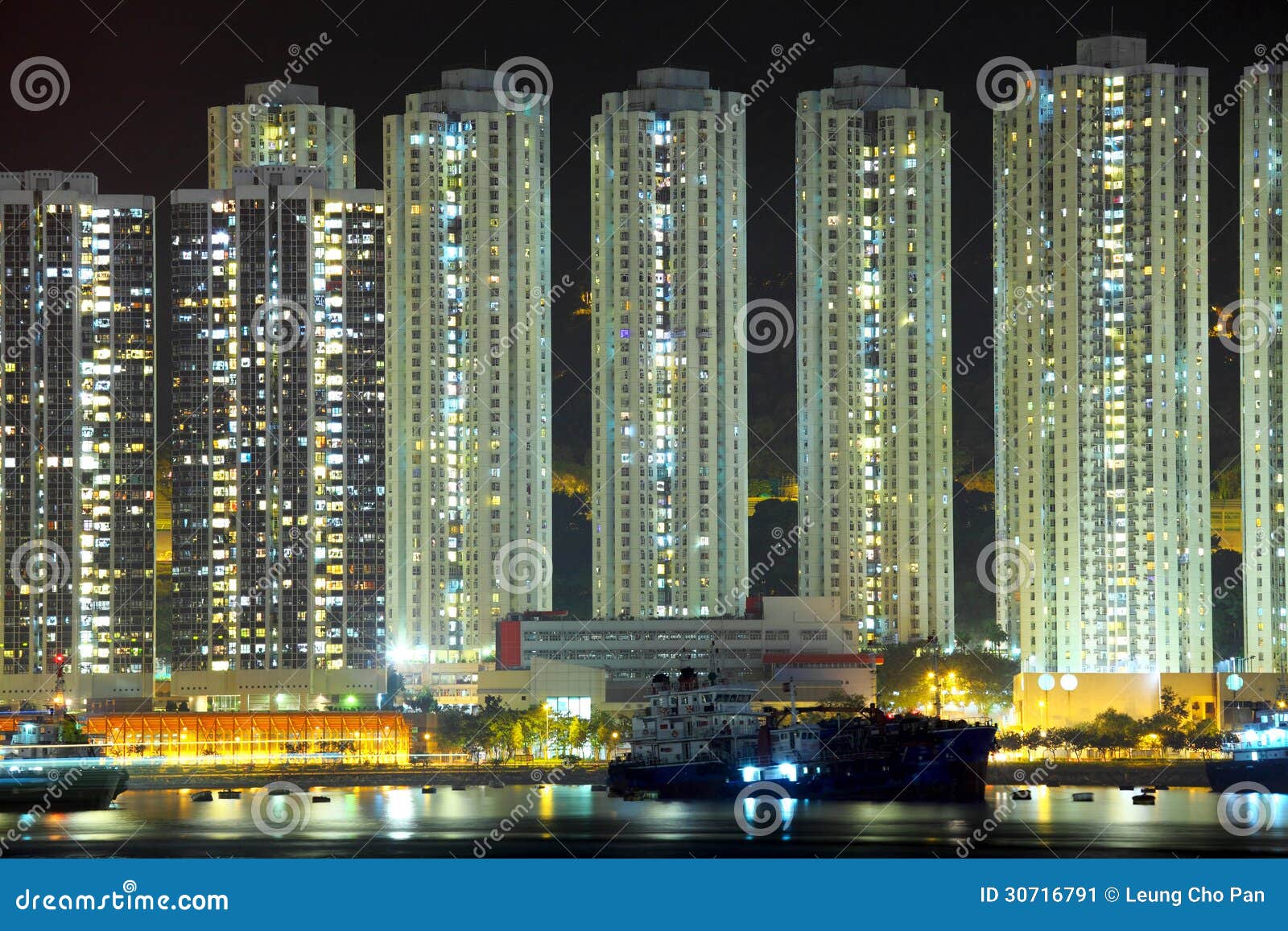 Apartment Building at Night Stock Image - Image of flats, building ...