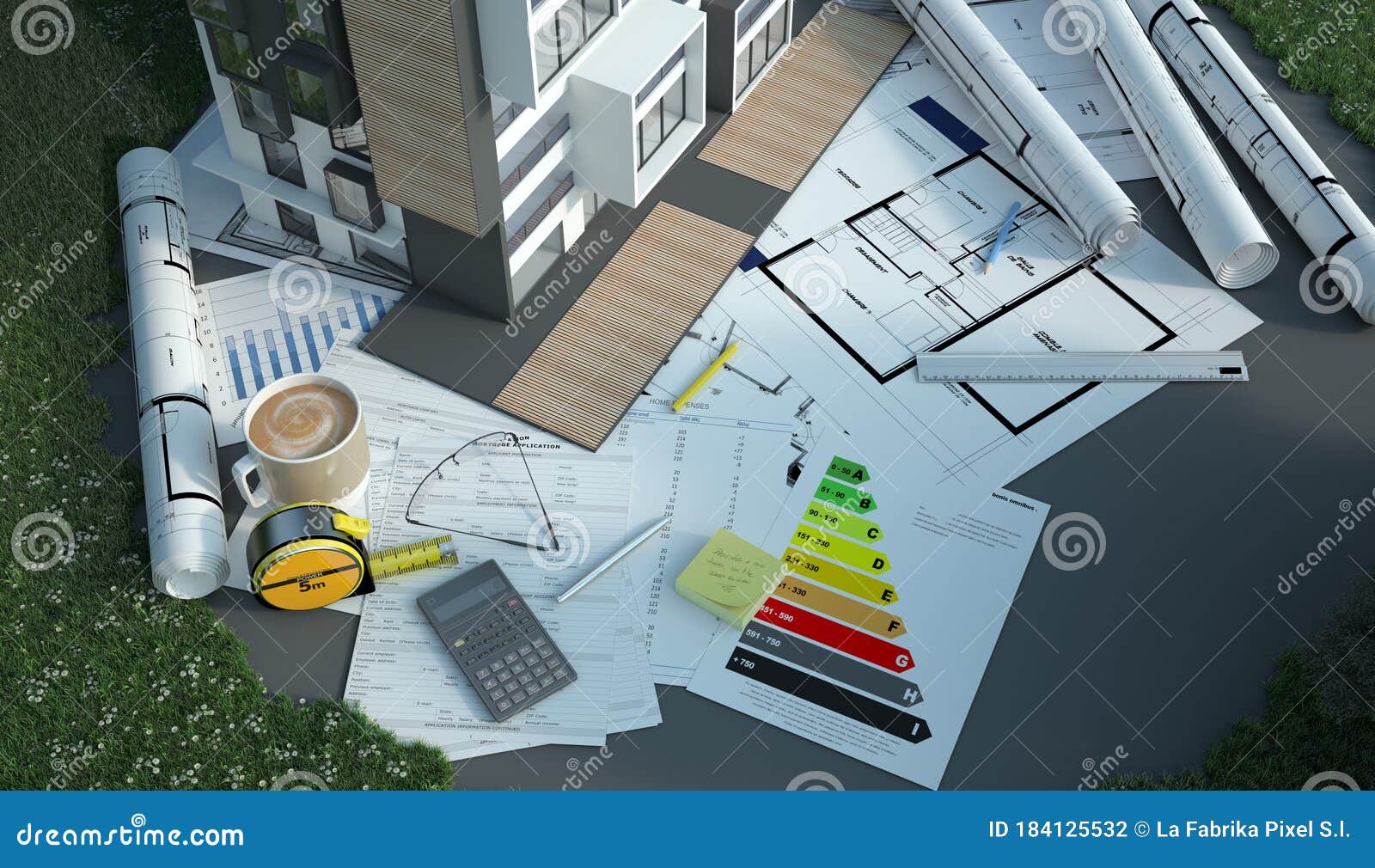 Apartment Building Project on Construction Ground Stock Illustration ...