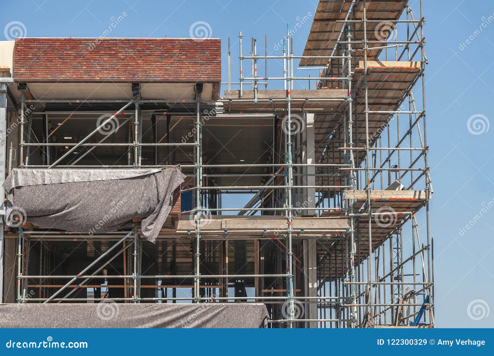 An Apartment Building Under Construction Stock Image - Image of house ...