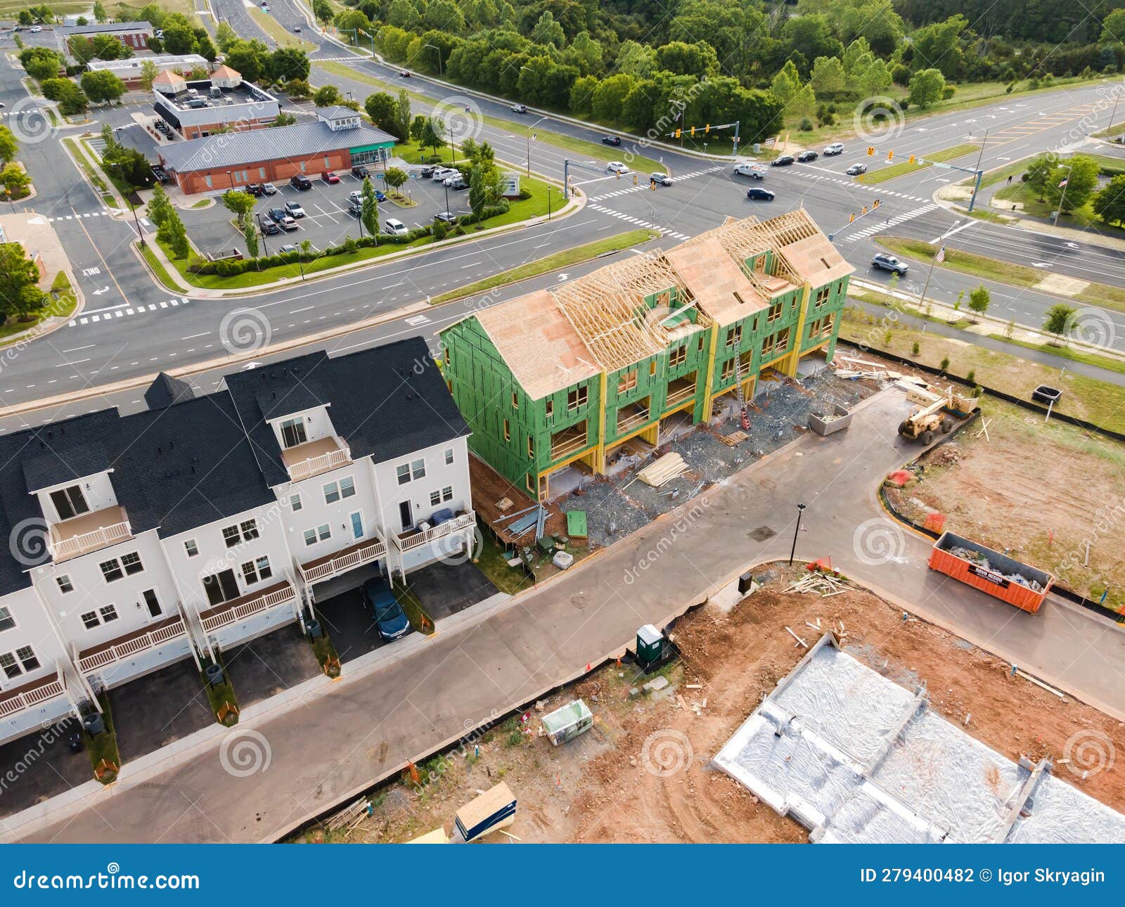 Apartment Building Under Construction Top View. Construction Site in a ...