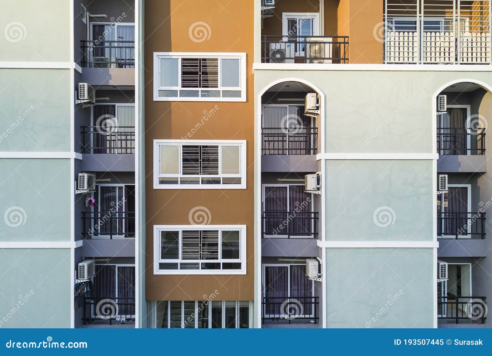 A Apartment Building Windows Pattern Stock Image - Image of concrete ...