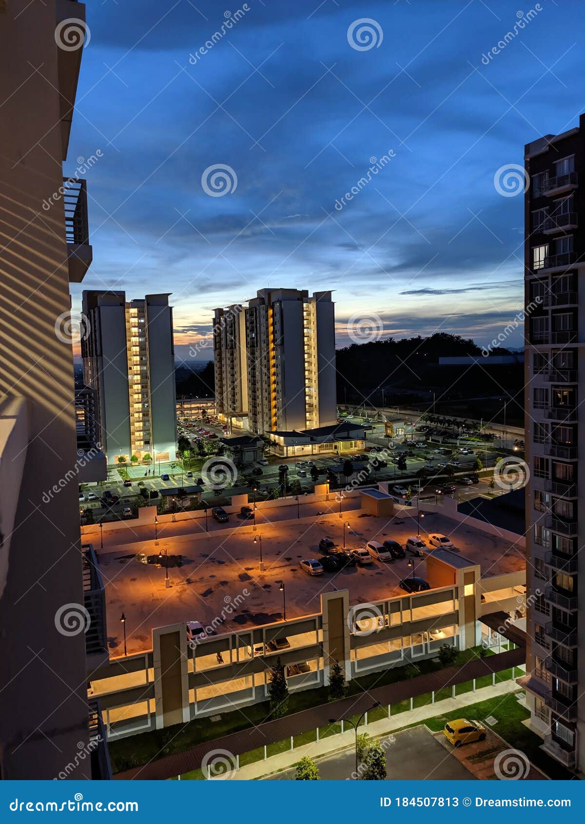 Apartment Buildings during Sunset Stock Image - Image of neighbourhood ...