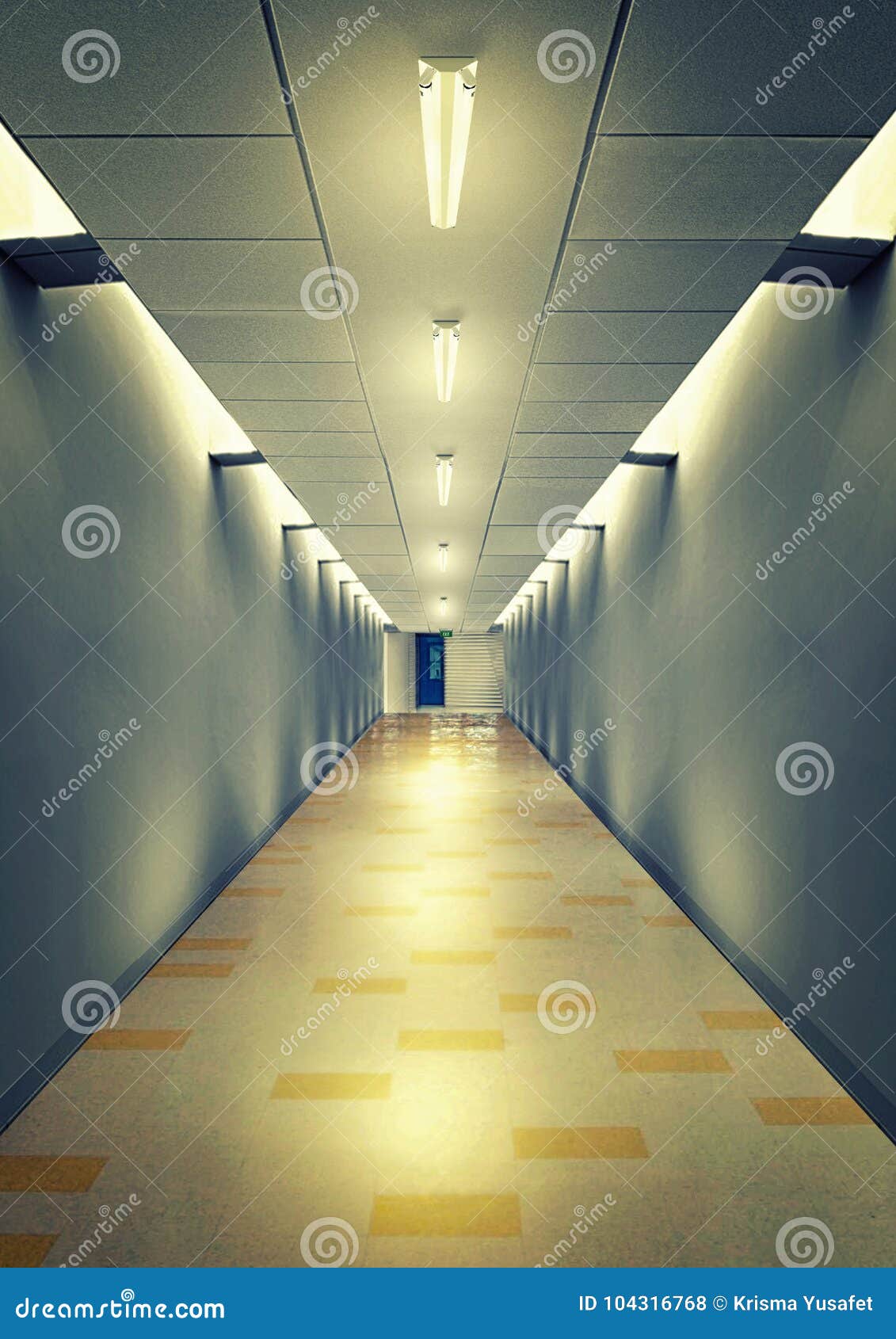 Apartment Corridor Night Scene Using Led Light Stock Photo - Image of ...