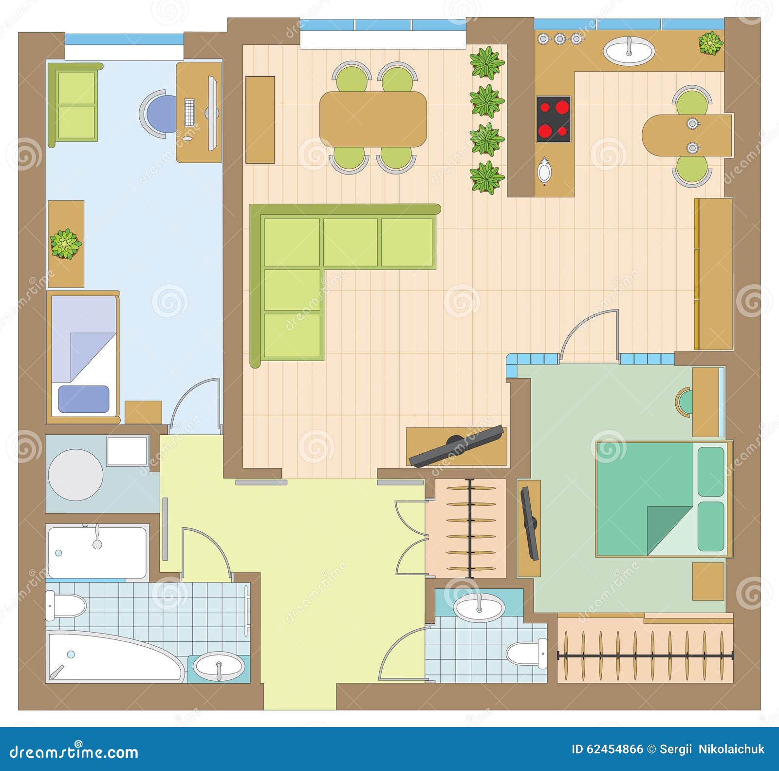 Apartment drawing stock vector. Illustration of interior - 62454866