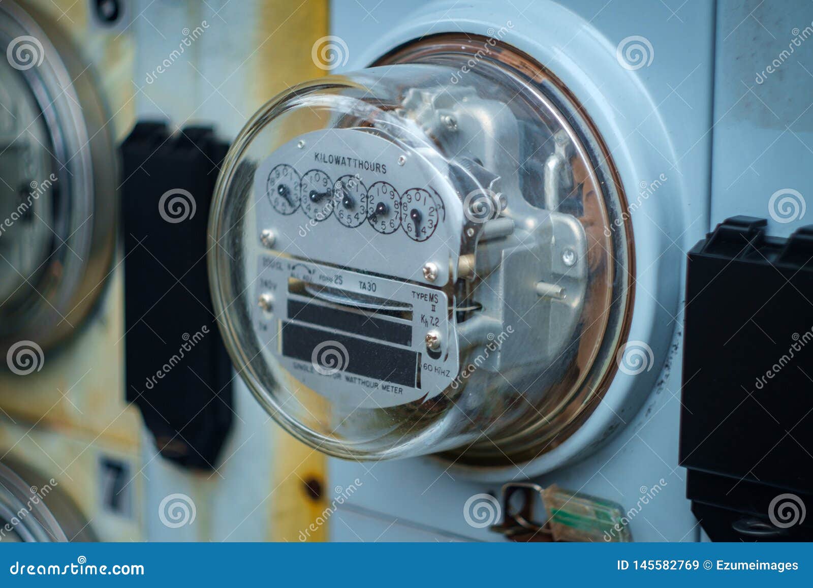 Apartment Electric Meters stock image. Image of amps - 145582769