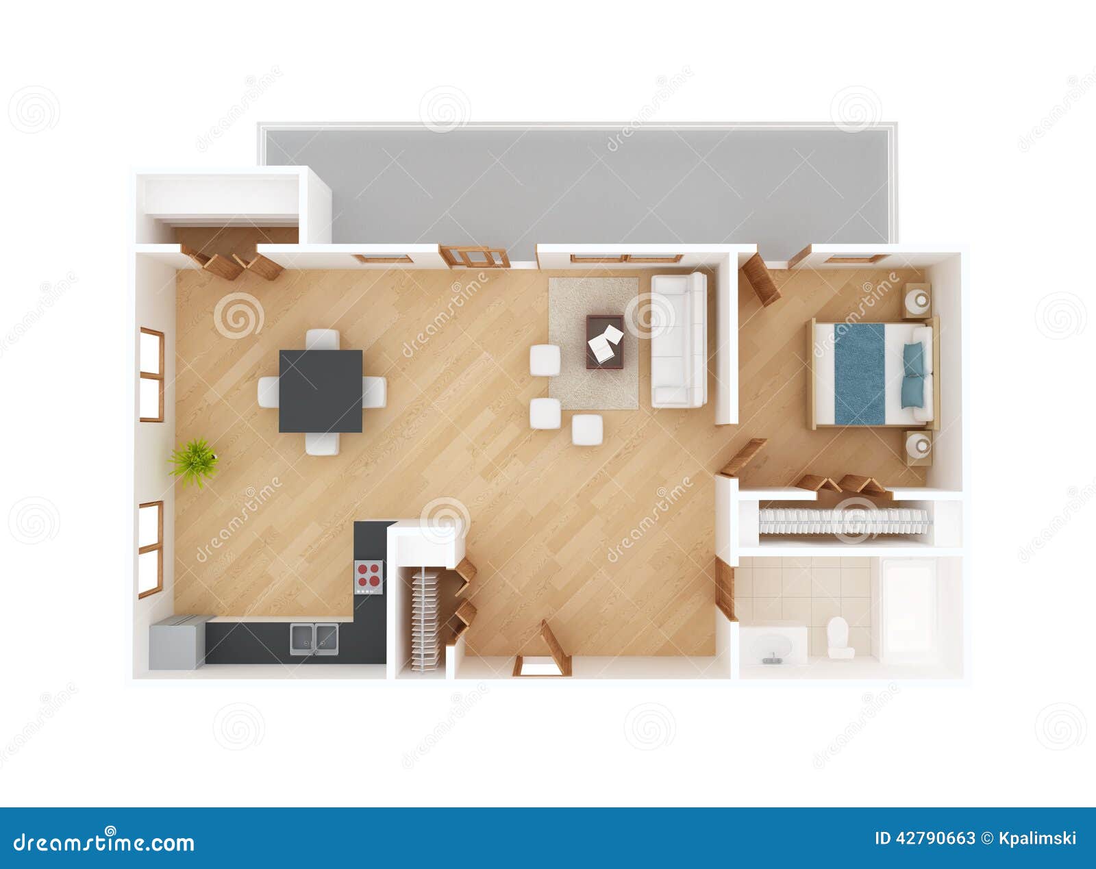 Floor Plan Of A House Top View. Open Concept Living Appartment Layout ...