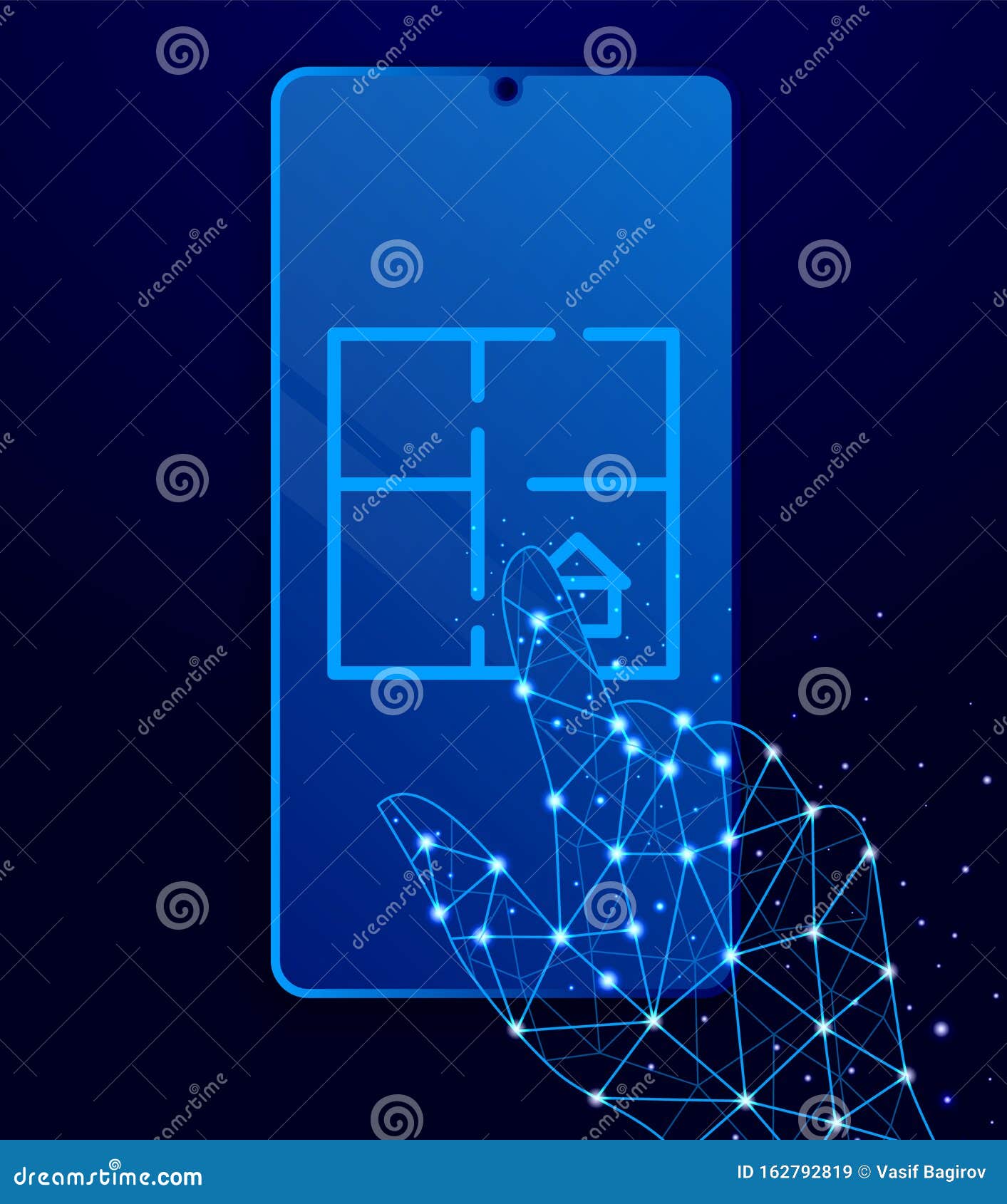 Apartment, House, Plan Vector Icon. Polygon Style Touch Phone Vector ...