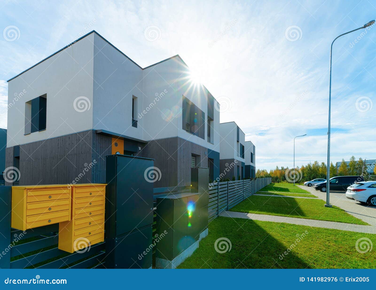 Apartment House Residential Building Complex Gate Stock Photo - Image ...
