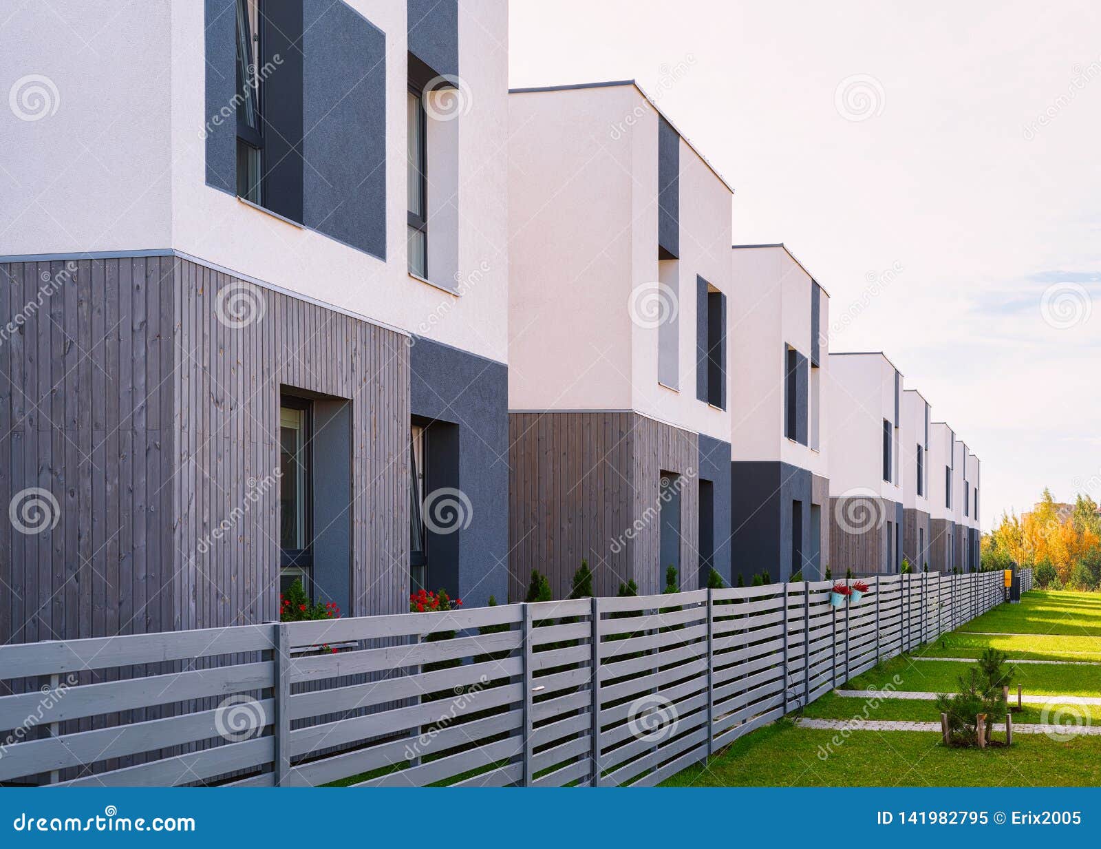 Apartment House Residential Buildings Complex with Gate Stock Image ...