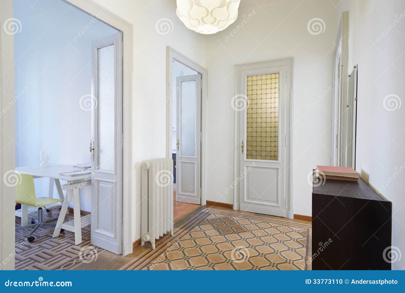 Apartment Interior with Hallway Stock Photo - Image of lifestyle, desk ...