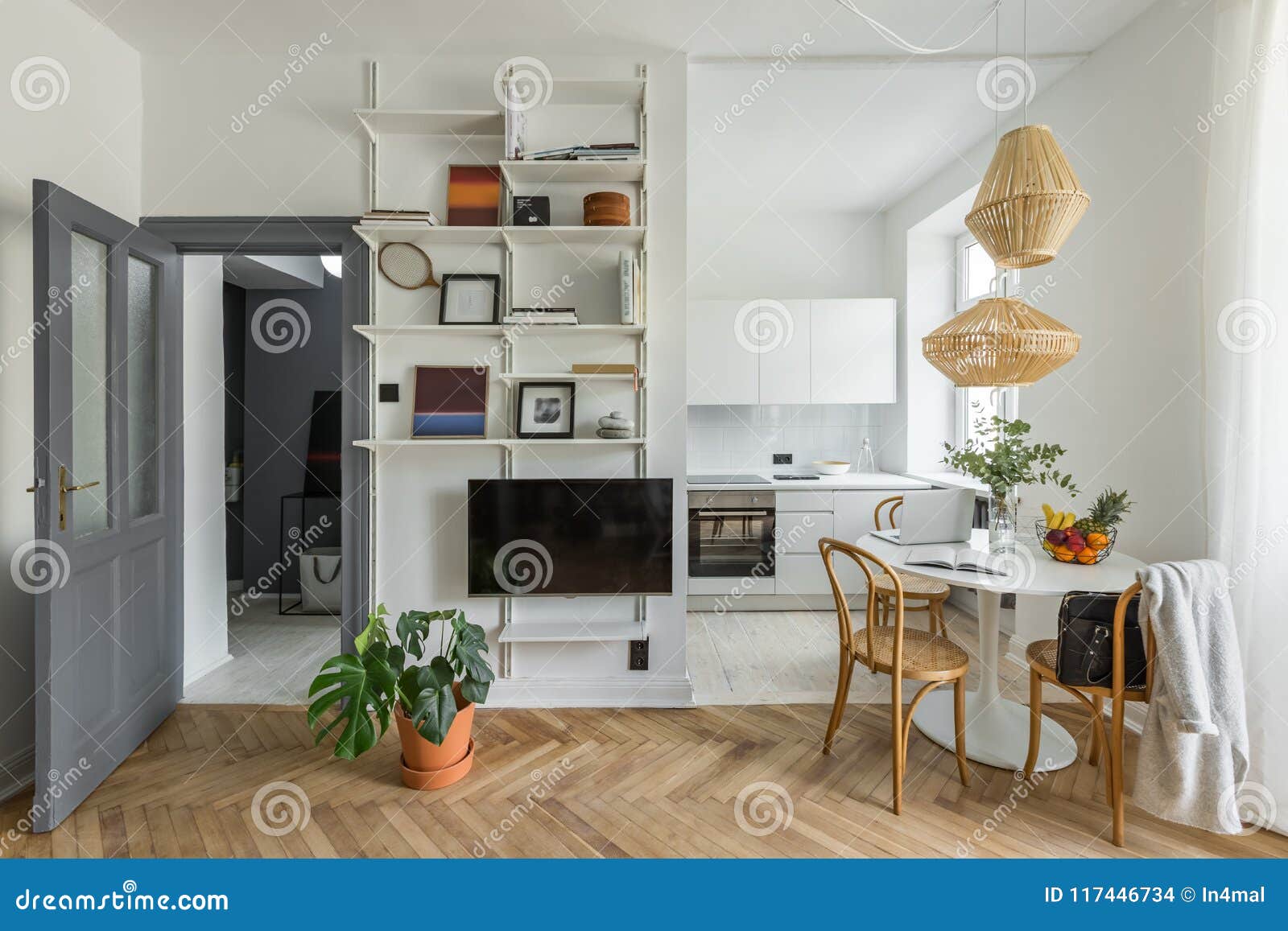 Apartment with Open Kitchen Stock Photo - Image of kitchen, modern ...