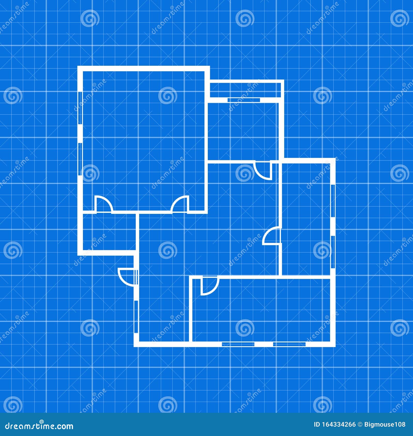Apartment Plan Thin Line Top View. Vector Stock Vector - Illustration ...