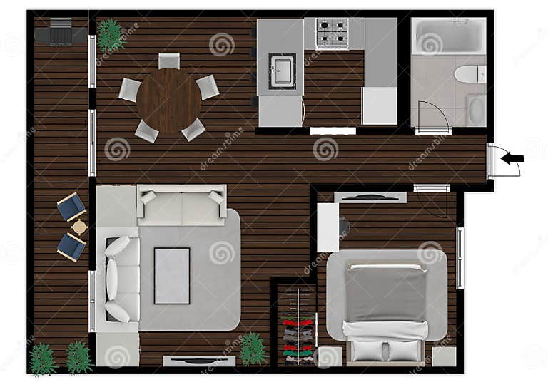 Apartment Plan Layout House Plan Space Floor Plan Stock Illustration ...