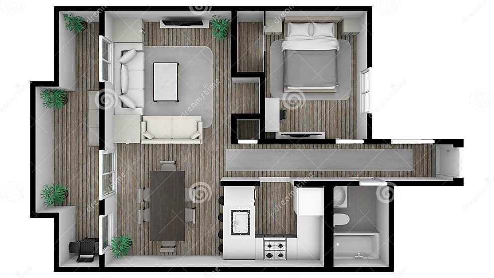 Apartment Plan Layout House Plan Space Floor Plan Stock Illustration ...