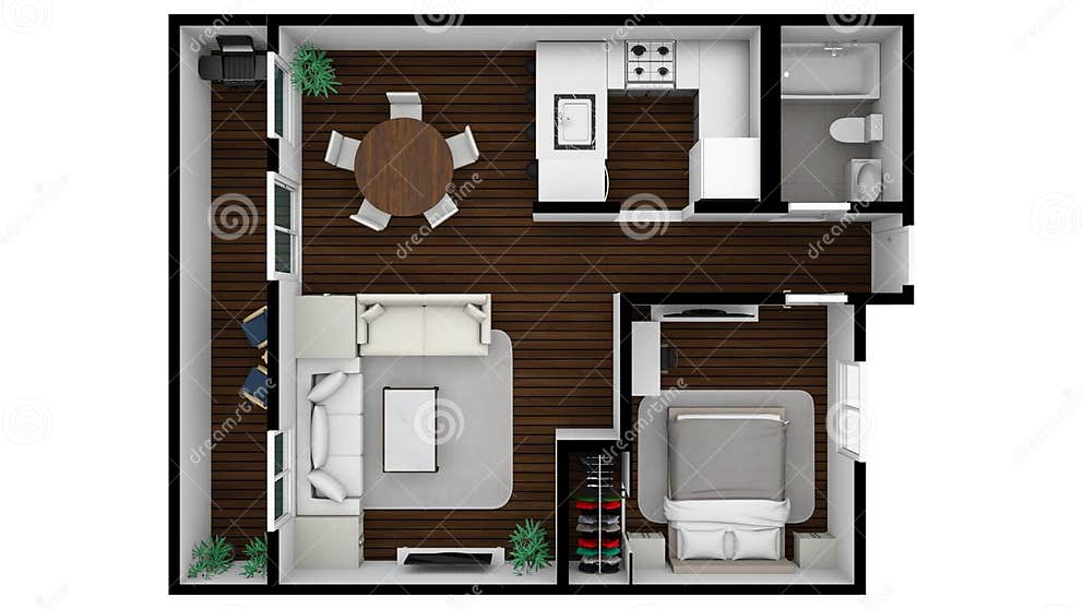 Apartment Plan Layout House Plan Space Floor Plan Stock Illustration ...