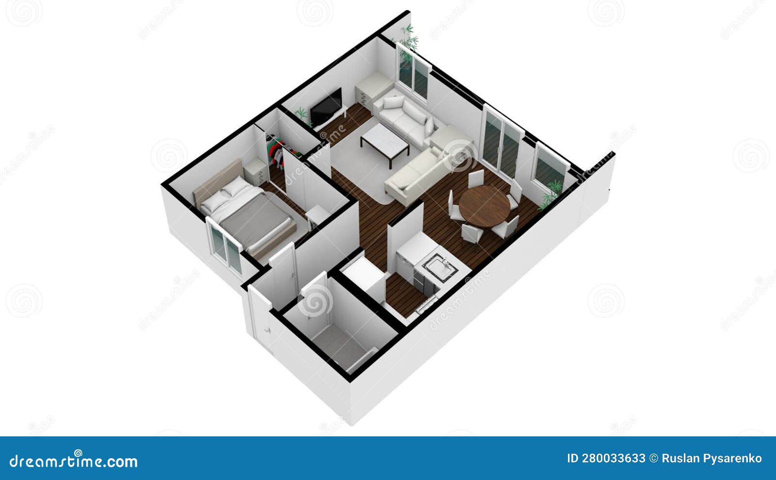 Apartment Plan Layout House Plan Space Floor Plan Stock Illustration ...