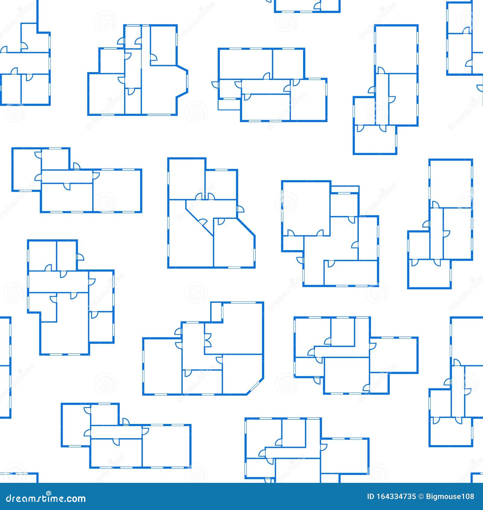 Apartment Plans Thin Line Seamless Pattern Background. Vector Stock ...