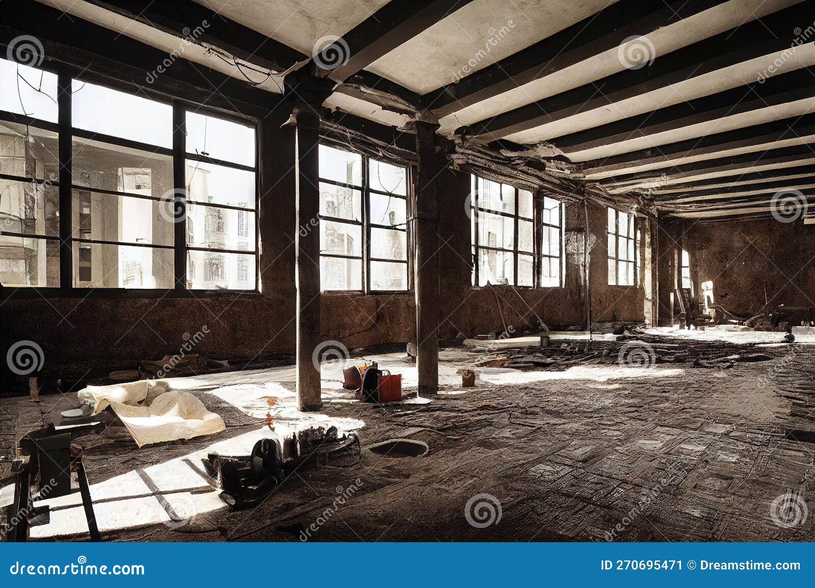 Apartment Renovation in Old Building with Large Windows and Columns ...
