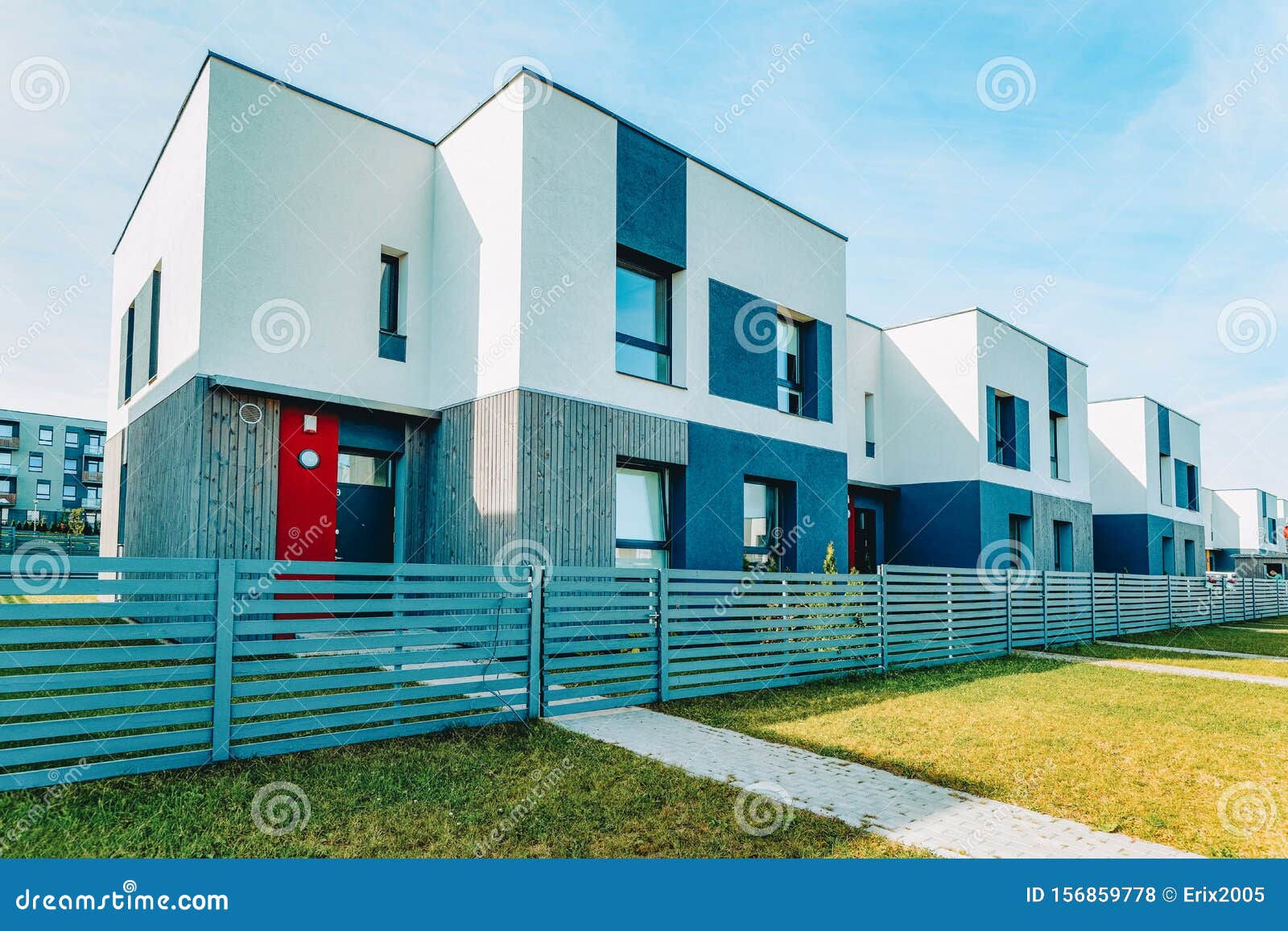 Apartment Residential House and Home Building Complex with Gate Stock ...