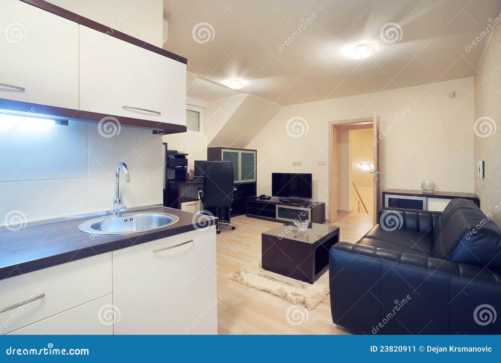 Apartment room stock image. Image of modern, decor, leisure - 23820911