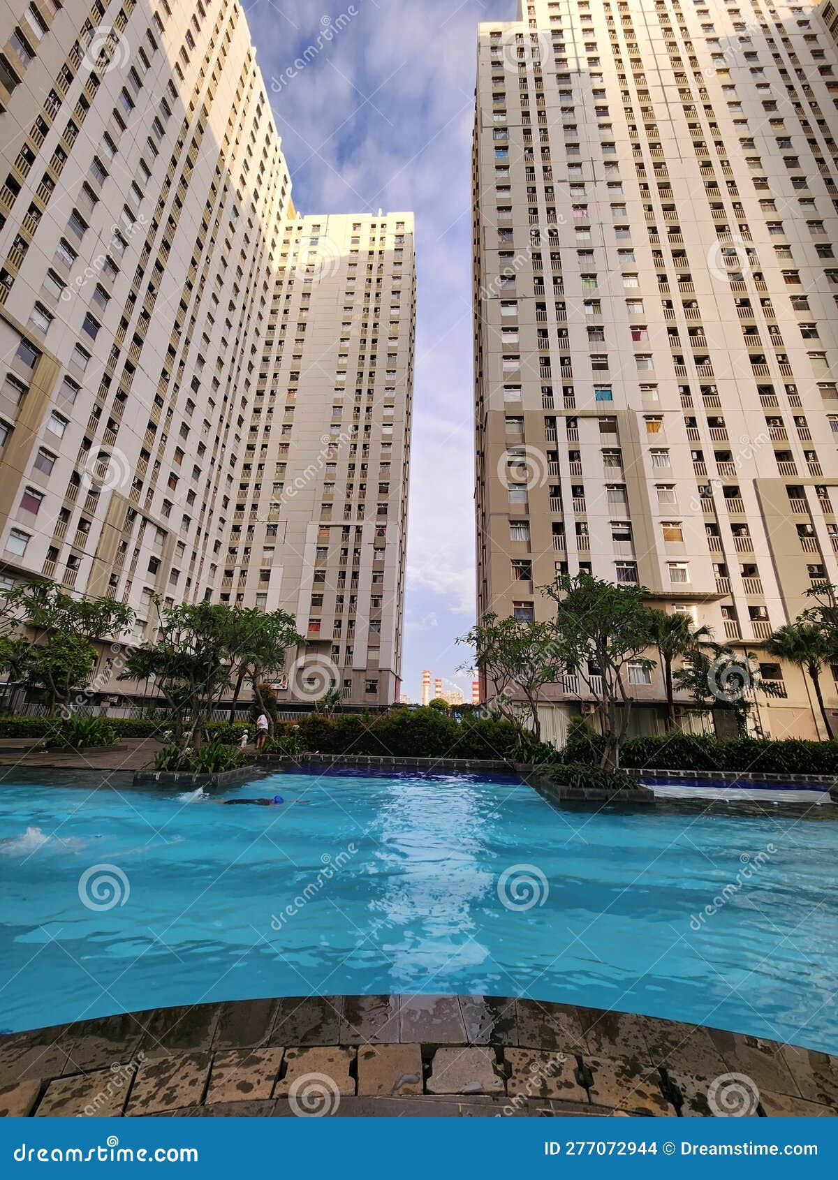 Apartment with Swimming Pool Behind Stock Photo - Image of pool ...