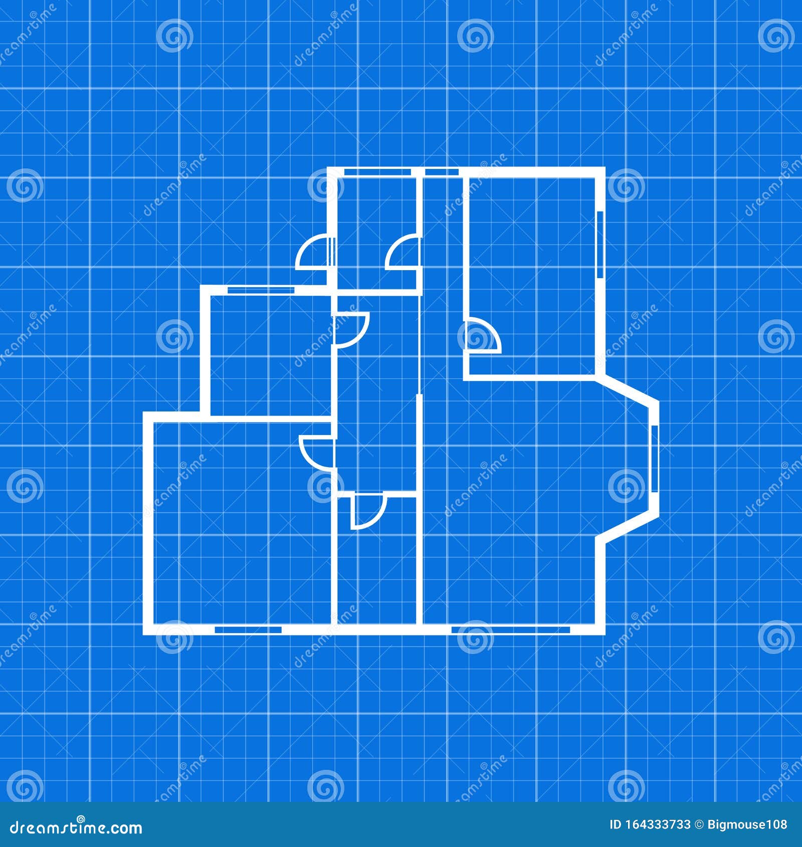 Apartment Plan Thin Line Top View. Vector Stock Vector - Illustration ...