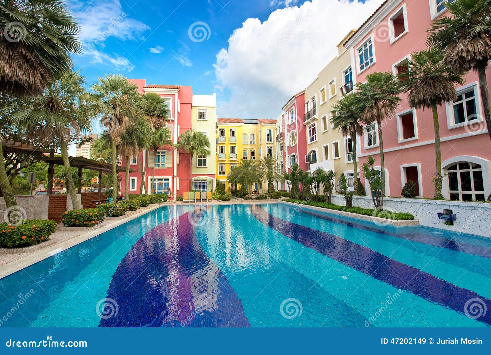 Apartments with a Beautiful Swimming Pool Stock Image - Image of ...