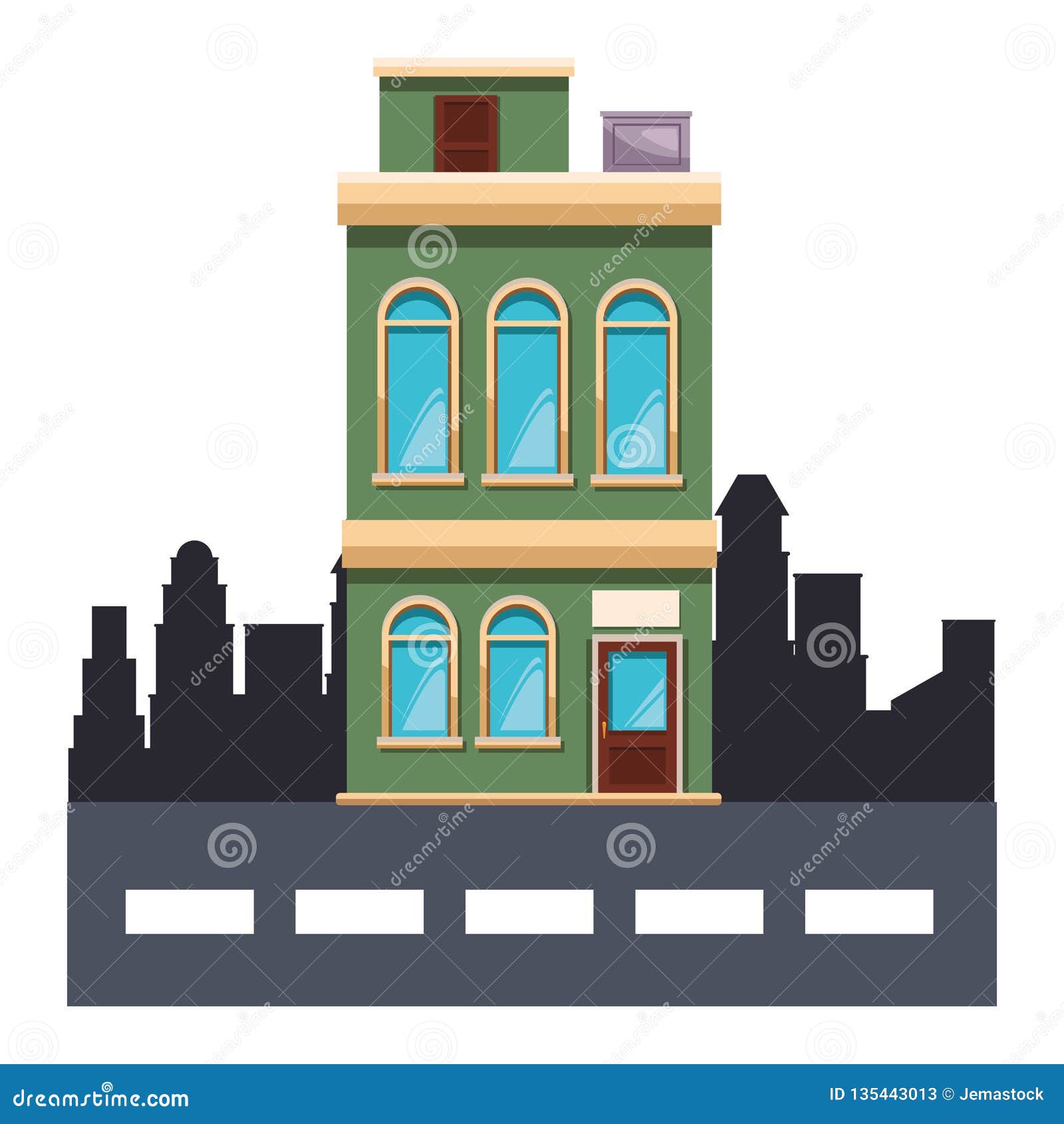 Apartments Building Cartoon Stock Vector - Illustration of home ...