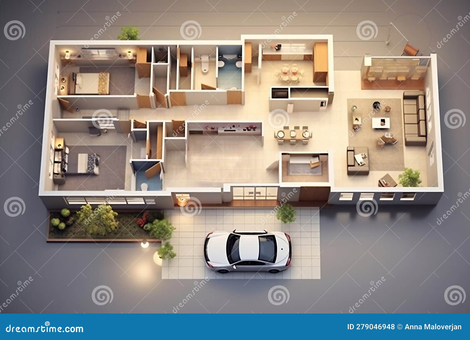 Apartments 3D Design Project. Plan or Redevelopment Stock Illustration ...