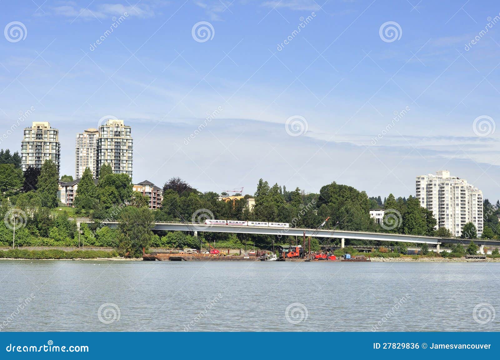 Apartments by the river stock photo. Image of river, green - 27829836