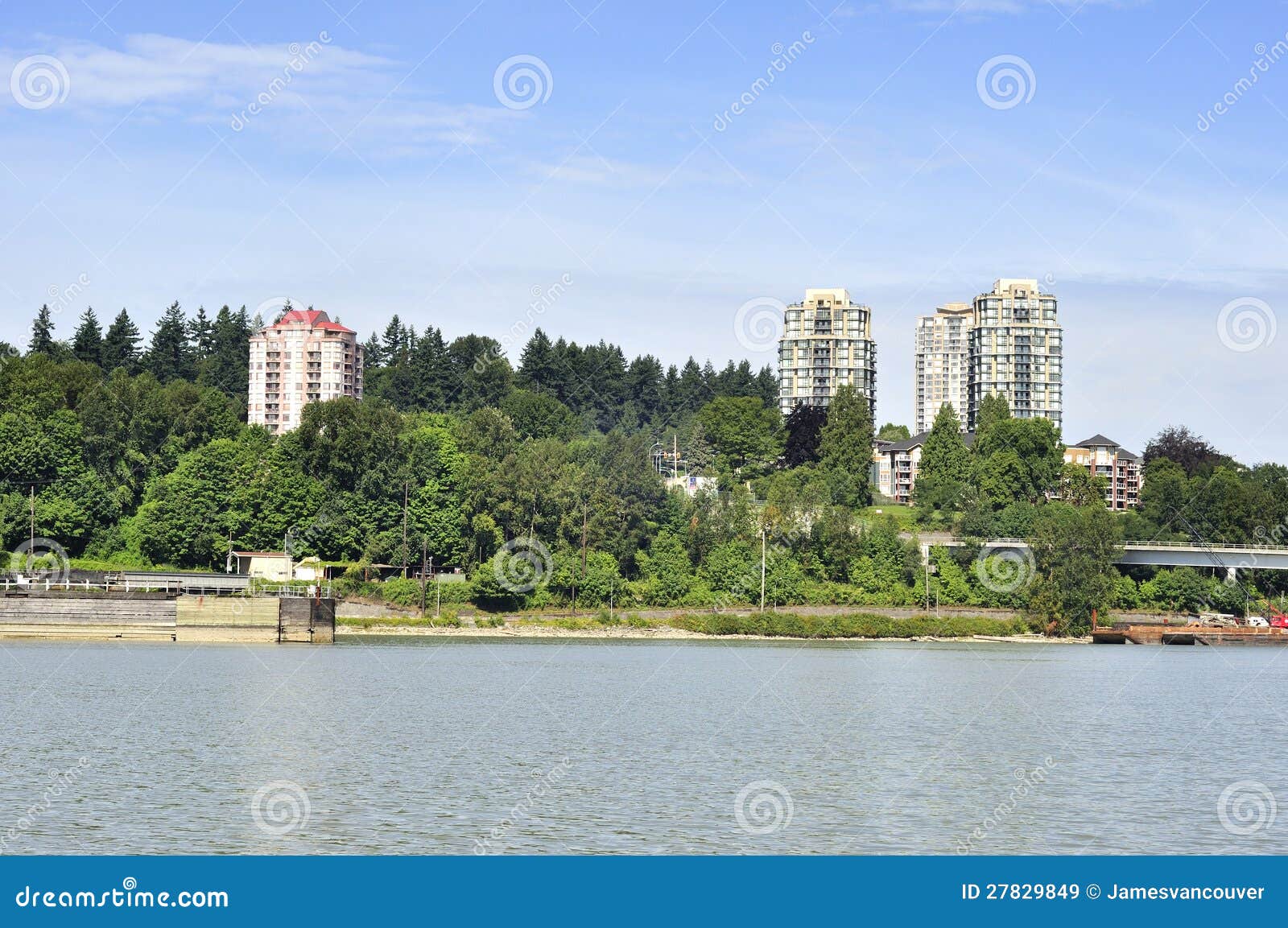 Apartments by the river stock image. Image of city, sunny - 27829849