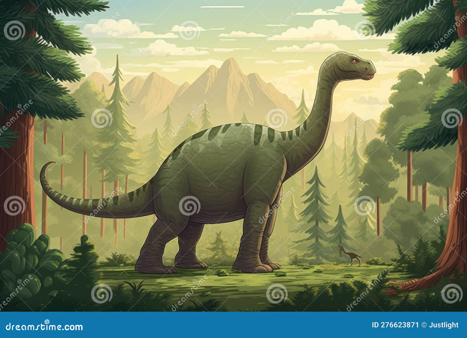 An Apatosaurus Towering Above a Prehistoric Forest. Stock Illustration ...