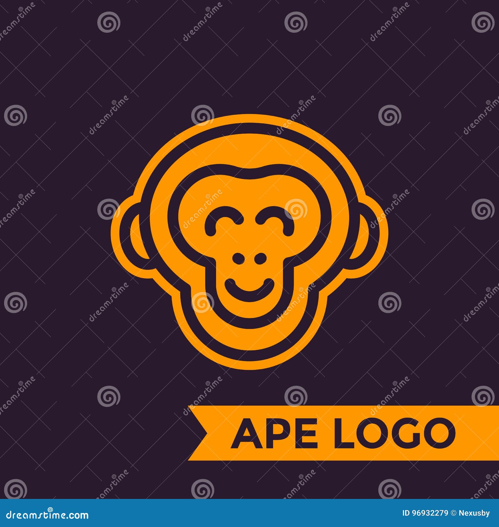 Ape, Chimp Logo Element, Linear Style Stock Vector - Illustration of ...