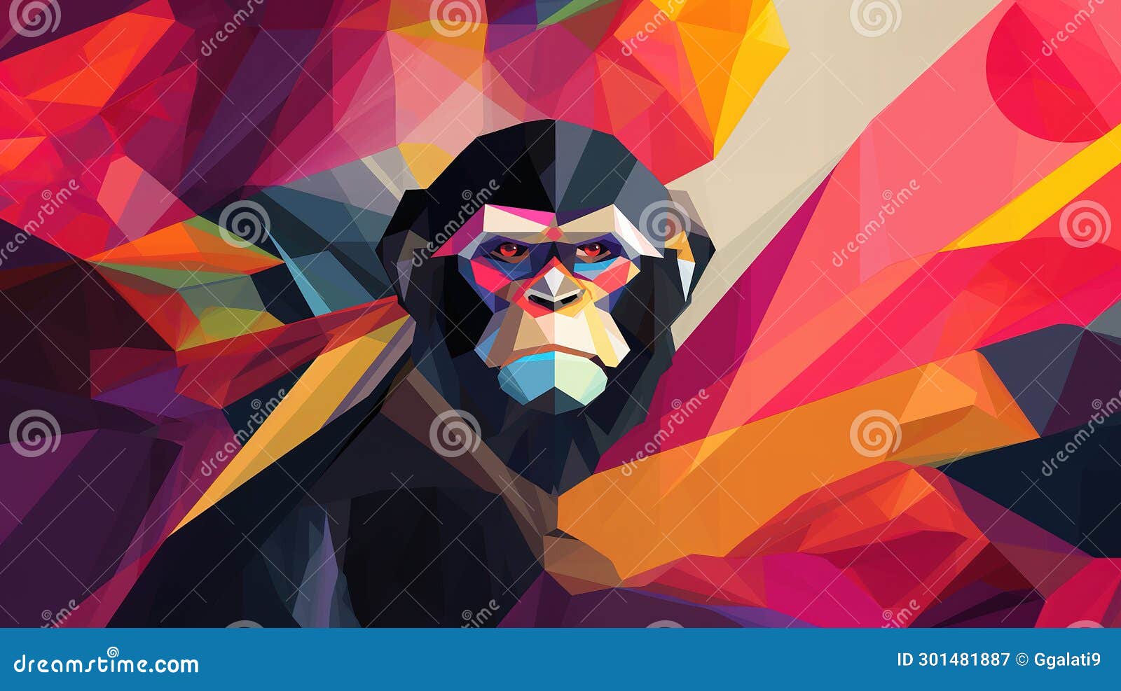 An Ape Face As a Geometrical Banner Design, Ai Generated Image Stock ...