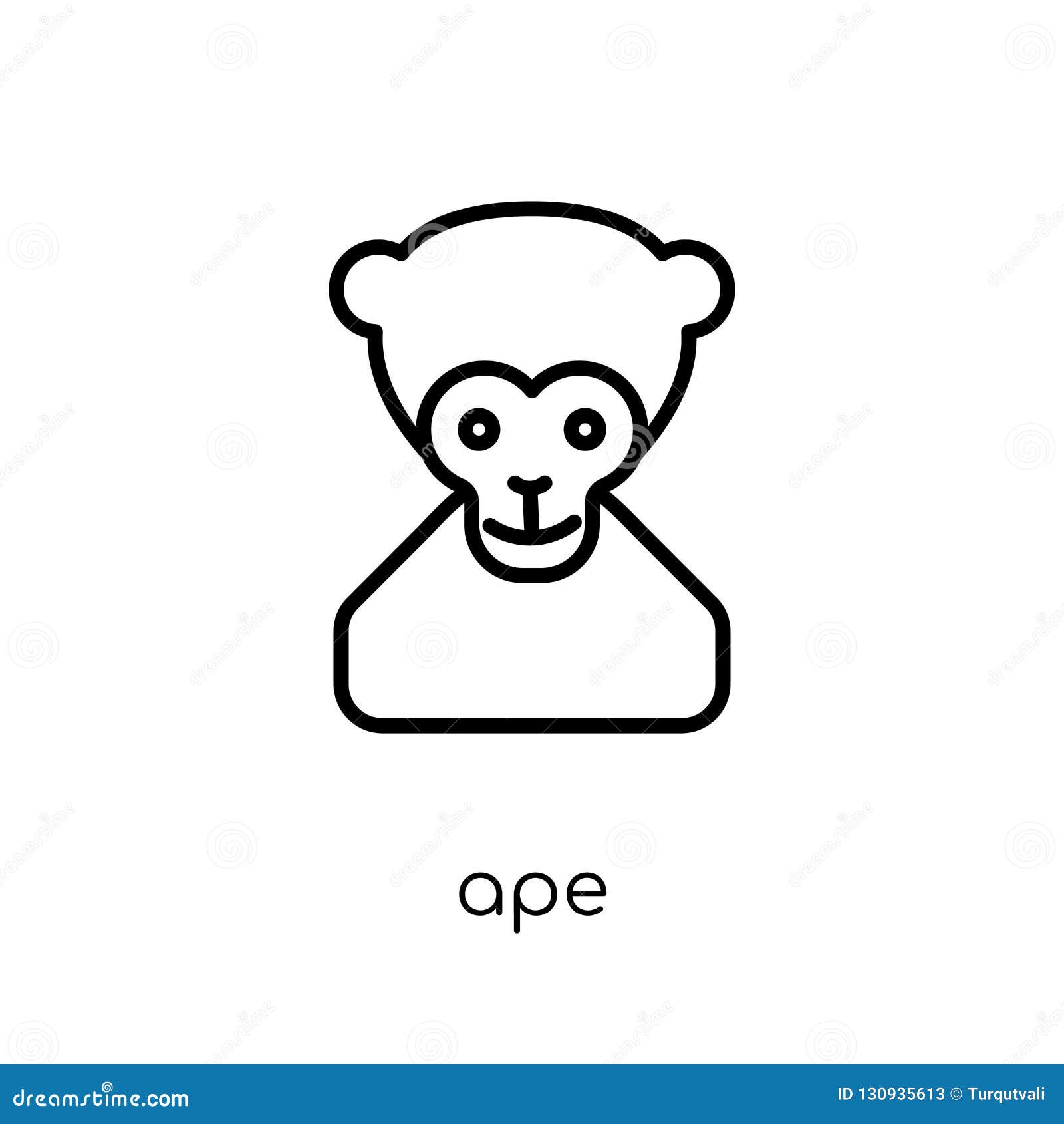 Ape Icon. Trendy Modern Flat Linear Vector Ape Icon on White Background ...